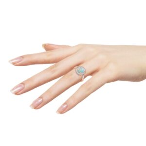 KATARINA Diamond and Oval Cut Opal Fashion Ring in 10K Rose Gold (1 cttw, G-H, I2-I3) (Size-6.5)