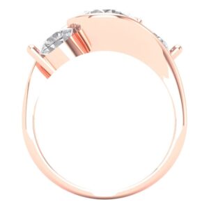 3.5 Ct Brilliant Round Cut Clear Simulated Diamond 14K Rose Gold Three Stone Statement Ring Size 10.75