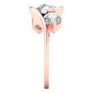 3.5 Ct Brilliant Round Cut Clear Simulated Diamond 14K Rose Gold Three Stone Statement Ring Size 10.75