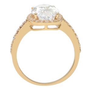 2.27 Ct Oval Cut Clear Simulated Diamond 14K Yellow Gold Solitaire with Accents Engagement Promise Bridal Ring Size 9.75