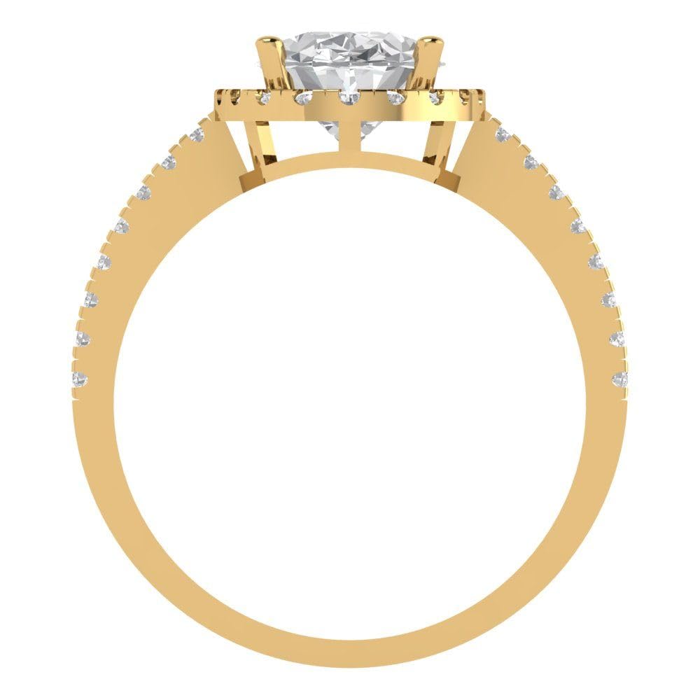 2.27 Ct Oval Cut Clear Simulated Diamond 14K Yellow Gold Solitaire with Accents Engagement Promise Bridal Ring Size 9.75