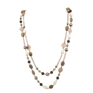 bocar long necklaces for women trendy, boho layered crystal beaded collar necklaces for women fashion statement necklaces jewelry (nk-10084-brown)