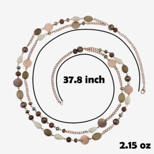 Bocar Long Necklaces for Women Trendy, Boho Layered Crystal Beaded Collar Necklaces for Women Fashion Statement Necklaces Jewelry (NK-10084-Brown)