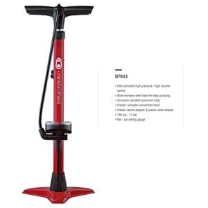 Gem Floor Pump - Stamped Base - Red