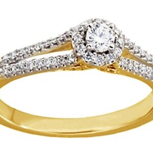 0.33 Ct Round Shape White Diamond Engagement Wedding Ring In 14K Solid Yellow Gold, Ring size-13.5