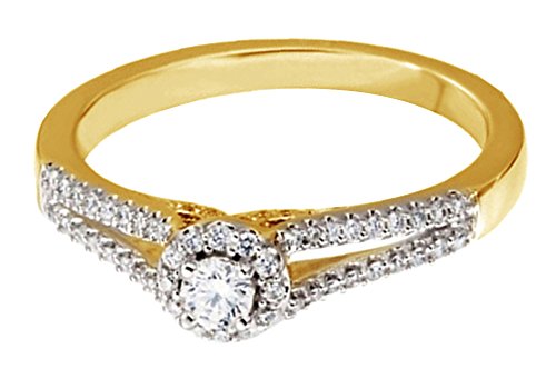 0.33 Ct Round Shape White Diamond Engagement Wedding Ring In 14K Solid Yellow Gold, Ring size-13.5