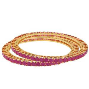 Ratnavali Jewels CZ Zirconia Gold Tone Red Green Blue Bollywood Wedding Indian Bangles Jewelry Women