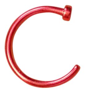 lobal domination 1pc red plated surgical steel nose hoop 16g-18g-20g, 5/16", 3/8", 8mm, 10mm (18g - 5/16")