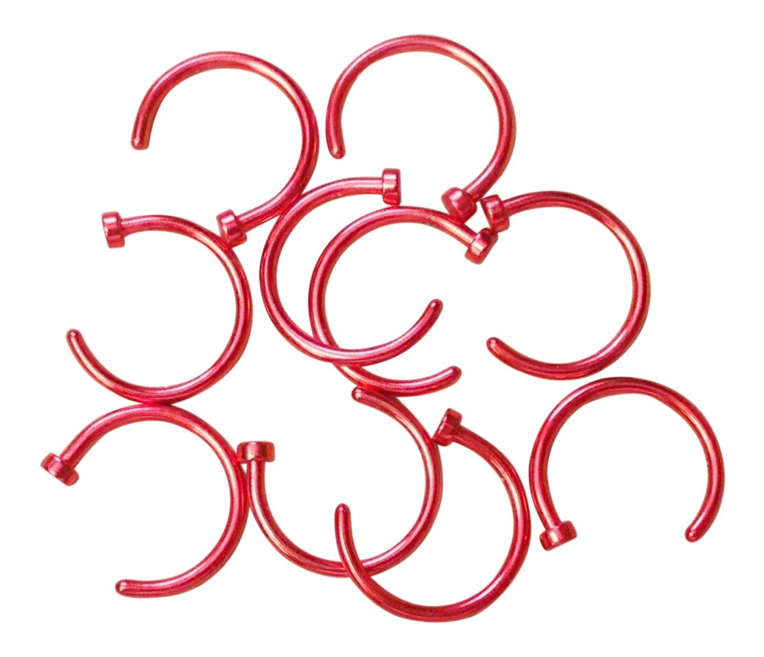 Lobal Domination 1pc Red Plated Surgical Steel Nose Hoop 16g-18g-20g, 5/16", 3/8", 8mm, 10mm (18g - 5/16")