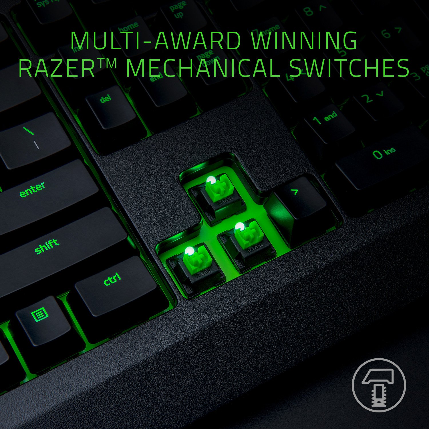 Razer BlackWidow Ultimate: Esports Gaming Keyboard - Dust and Spill Resistant - Individually Backlit Keys - Razer Green Mechanical Switches (Tactile and Clicky)