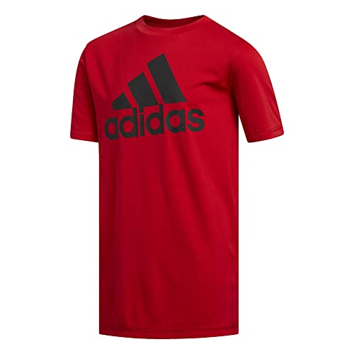 adidas Boys' Short Sleeve AEROREADY Performance Logo Tee T-Shirt, Scarlet, Large