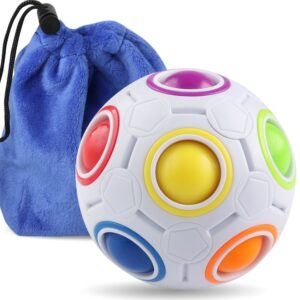 coogam rainbow puzzle ball with pouch color-matching puzzle game toy stress reliever magic ball brain teaser for kids and adults, children, boy, girl holiday