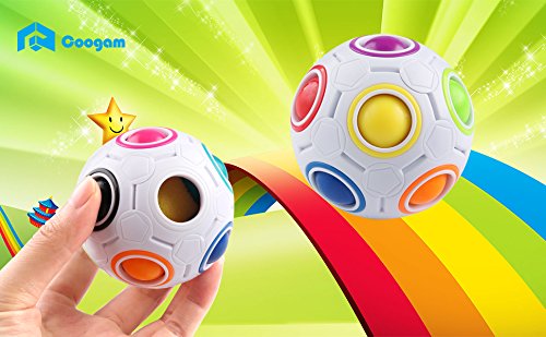 Coogam Rainbow Puzzle Ball with Pouch Color-Matching Puzzle Game Toy Stress Reliever Magic Ball Brain Teaser for Kids and Adults, Children, Boy, Girl Holiday