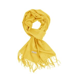 tz promise plain solid color cashmere feel classic soft luxurious winter scarf for men women (yellow)