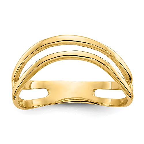 IceCarats 14K Yellow Gold Double Wave Thumb Statement Ring Size 9