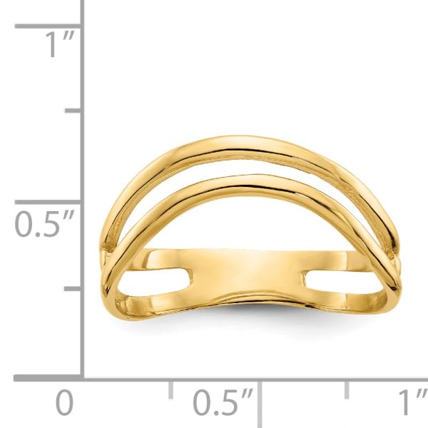 IceCarats 14K Yellow Gold Double Wave Thumb Statement Ring Size 9