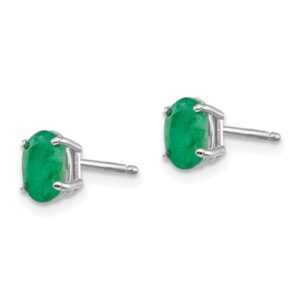 14k white gold green emerald studs gemstone earrings may birthstone jewelry