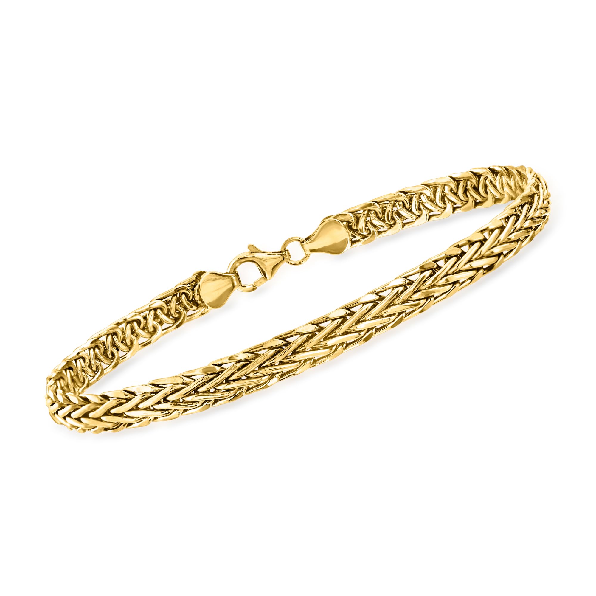 Ross-Simons 14kt Yellow Gold Braided Wheat Bracelet. 7.5 inches