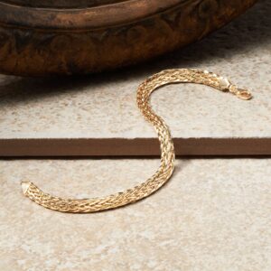 Ross-Simons 14kt Yellow Gold Braided Wheat Bracelet. 7.5 inches