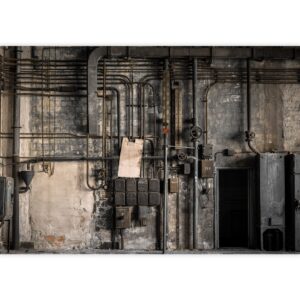 wall26 - industrial fuse boxes against damaged wall - removable wall mural | self-adhesive large wallpaper - 100x144 inches