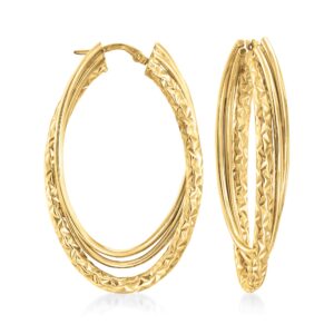 ross-simons italian 14kt yellow gold triple hoop earrings