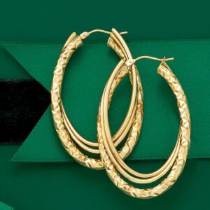 Ross-Simons Italian 14kt Yellow Gold Triple Hoop Earrings