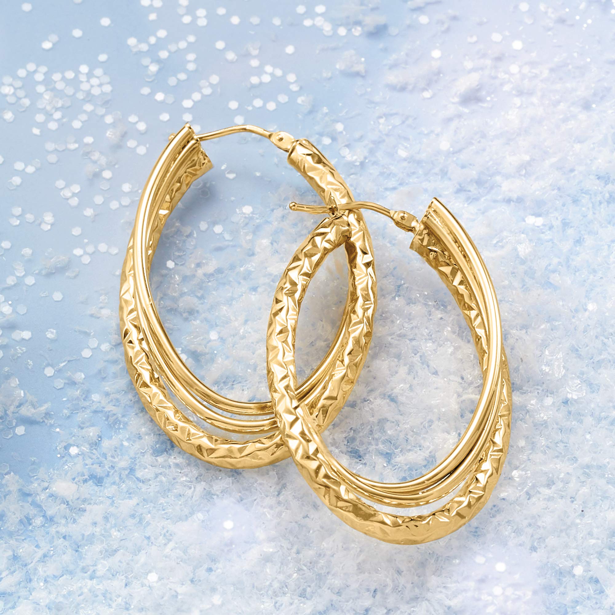 Ross-Simons Italian 14kt Yellow Gold Triple Hoop Earrings