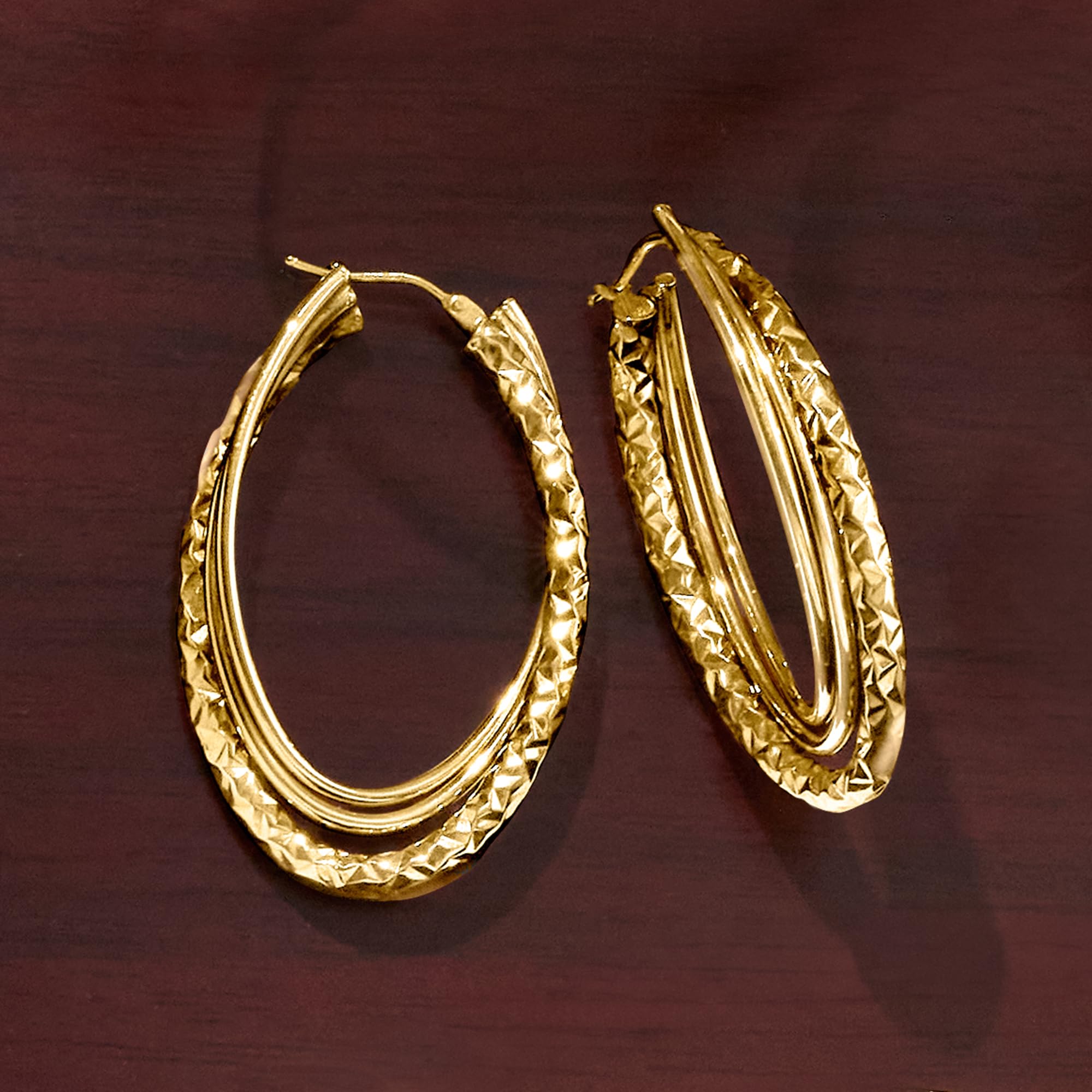 Ross-Simons Italian 14kt Yellow Gold Triple Hoop Earrings