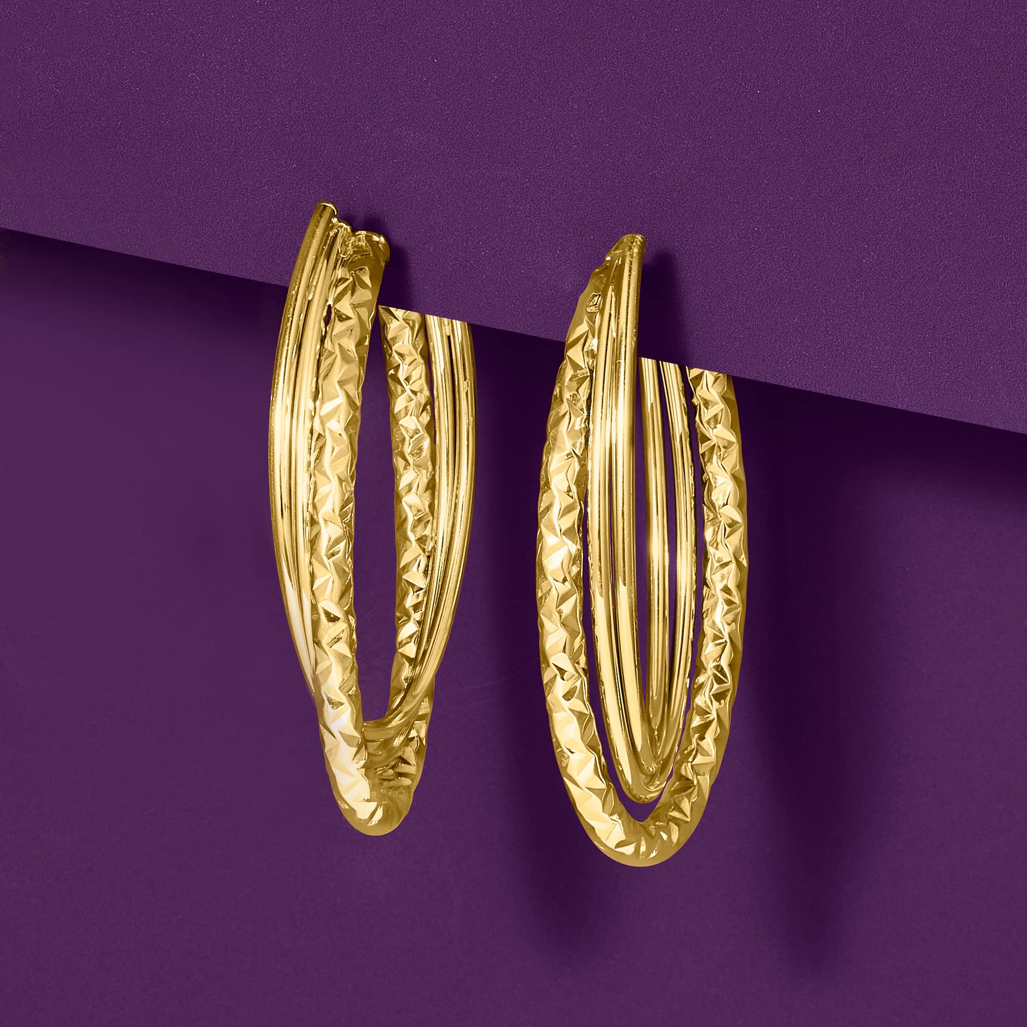 Ross-Simons Italian 14kt Yellow Gold Triple Hoop Earrings