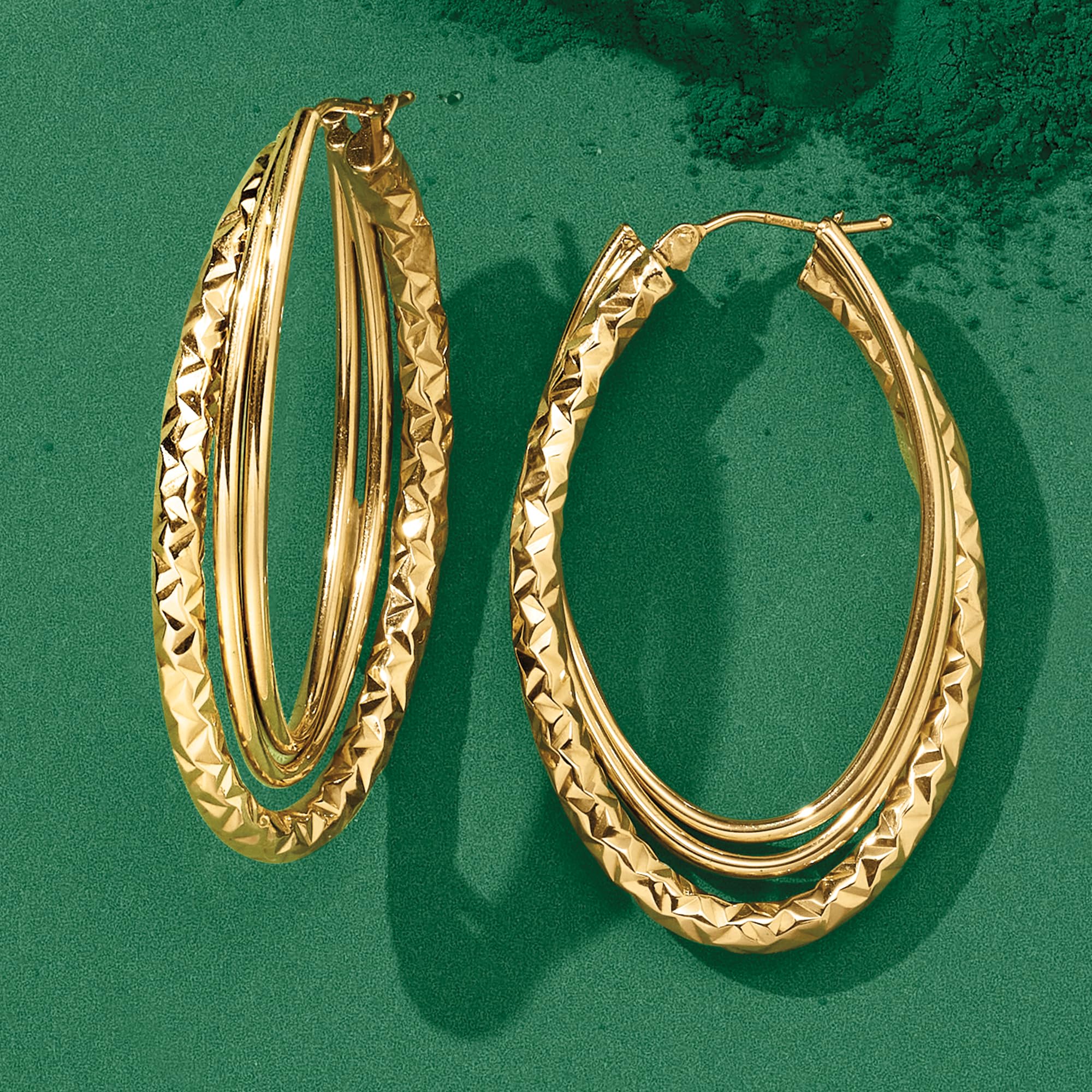 Ross-Simons Italian 14kt Yellow Gold Triple Hoop Earrings