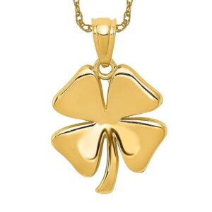 icecarats 14k yellow gold 4 leaf lucky clover shamrock flower necklace heart claddagh celtic charm pendant irish jewelry only