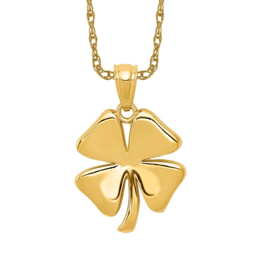 IceCarats 14K Yellow Gold 4 Leaf Lucky Clover Shamrock Flower Necklace Heart Claddagh Celtic Charm Pendant Irish Jewelry Only