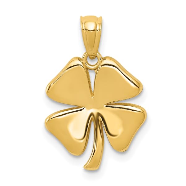 IceCarats 14K Yellow Gold 4 Leaf Lucky Clover Shamrock Flower Necklace Heart Claddagh Celtic Charm Pendant Irish Jewelry Only