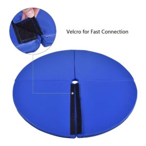 Tangkula Pole Dance Mat Foldable Yoga Exercise Safety Dancing Cushion Steel Pipe Crash Mat, Dia 5ft x 2" (Blue)