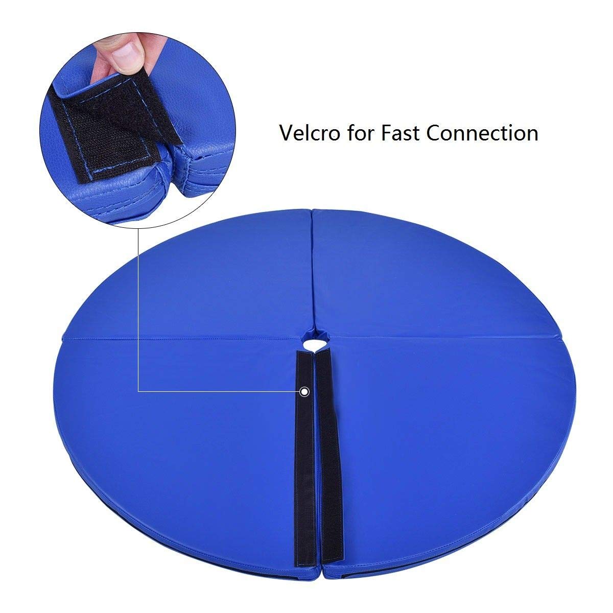 Tangkula Pole Dance Mat Foldable Yoga Exercise Safety Dancing Cushion Steel Pipe Crash Mat, Dia 5ft x 2" (Blue)