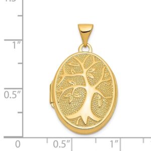 IceCarats 14K Yellow Gold Oval Tree of Life Personalized Photo Locket Necklace Charm Pendant 29mm x 16.9mm Only