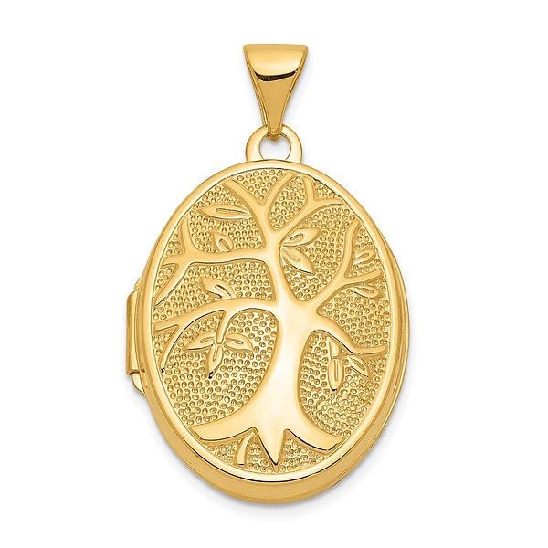 IceCarats 14K Yellow Gold Oval Tree of Life Personalized Photo Locket Necklace Charm Pendant 29mm x 16.9mm Only