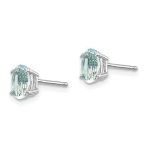 14k white gold oval blue aquamarine studs gemstone earrings march birthstone jewelry