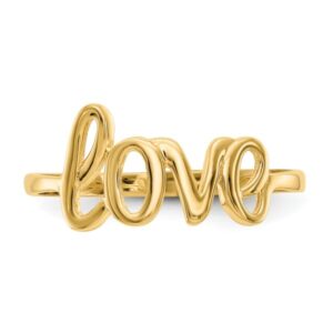 IceCarats 14K Yellow Gold Love Ring Size 7.00