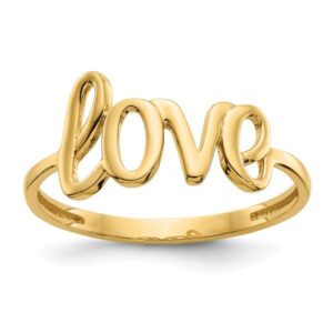 IceCarats 14K Yellow Gold Love Ring Size 7.00