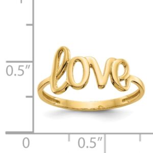 IceCarats 14K Yellow Gold Love Ring Size 7.00