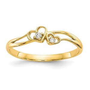 icecarats 10k yellow gold cubic zirconia cz double heart love ring size 7