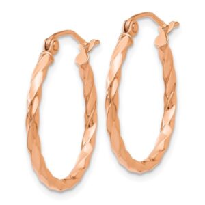 14K Rose Pink Gold Twisted Round Hoop Earrings