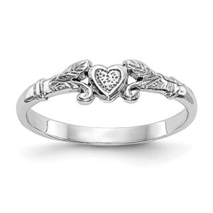 icecarats 14k white gold small heart love ring size 1