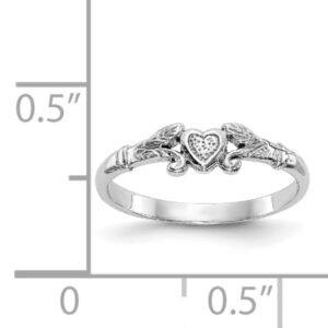 IceCarats 14K White Gold Small Heart Love Ring Size 1