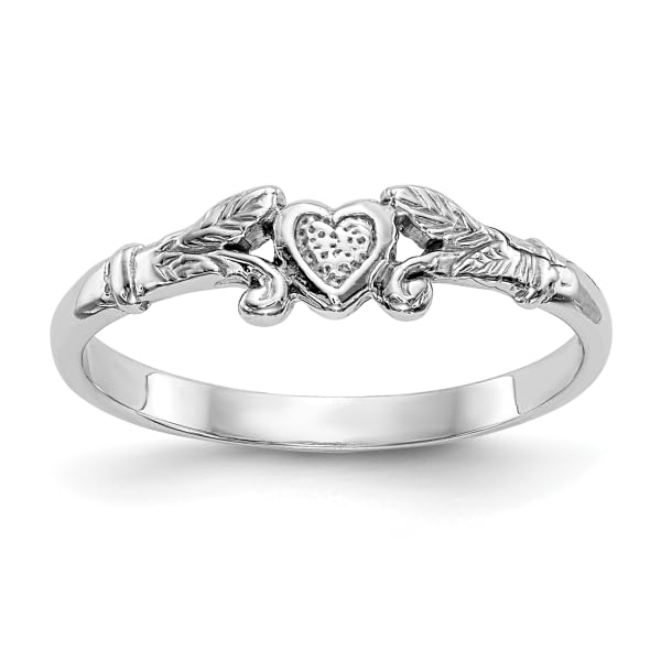 IceCarats 14K White Gold Small Heart Love Ring Size 1