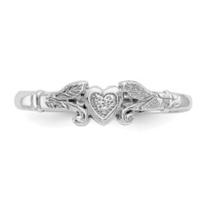 IceCarats 14K White Gold Small Heart Love Ring Size 1