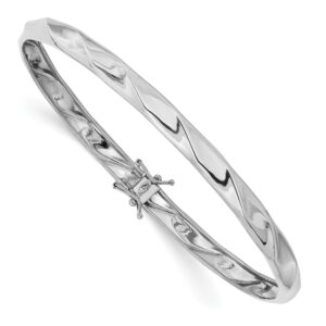 icecarats 14k white gold twisted flexible bangle bracelet