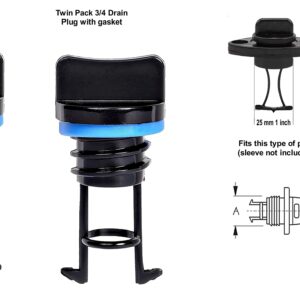 H2o Kayaks Quality Kayak/Boat Drain Plug Pack of Two use with 3/4 inch hole PLEASE SEE IMAGE for SIZE