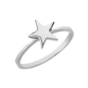 modern contemporary rings high polish 925 sterling silver star stackable classic ring (size 9.25)